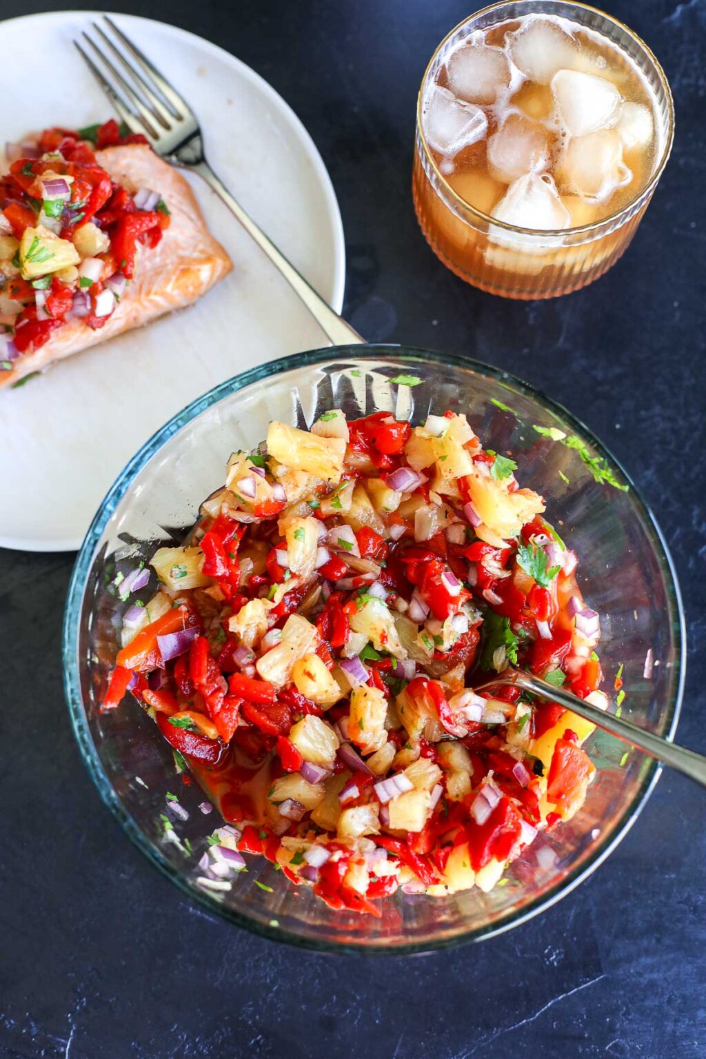 Pineapple and Roasted Red Pepper Salsa - Little Bits of Real Food