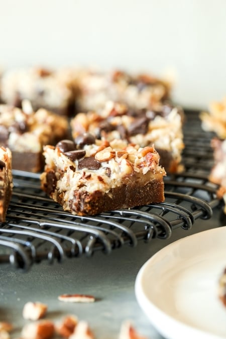 Paleo Gingerbread Pecan Magic Bars - Little Bits of Real Food