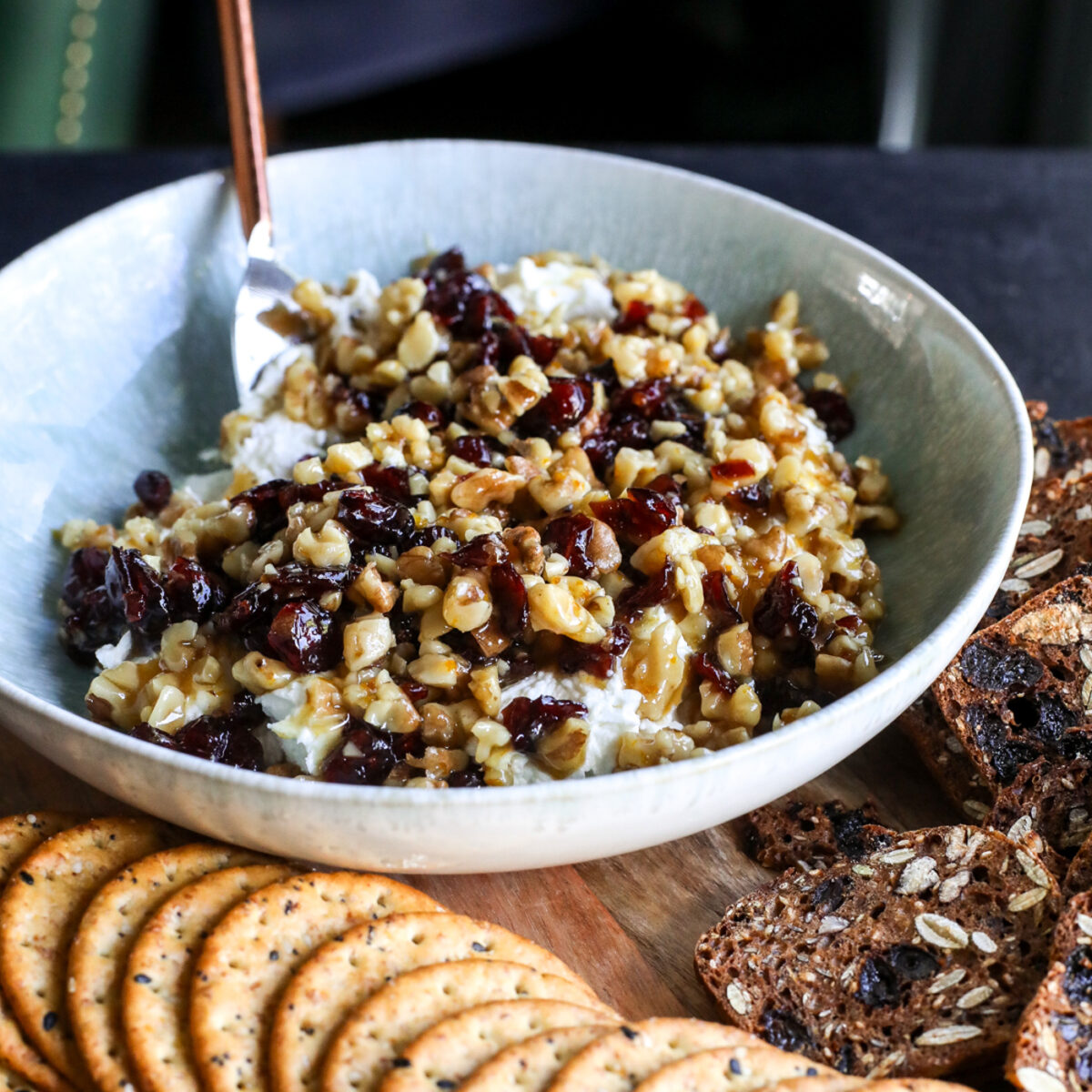 Whipped Goat Cheese with Honey, Cranberry & Walnuts - Little Bits of ...